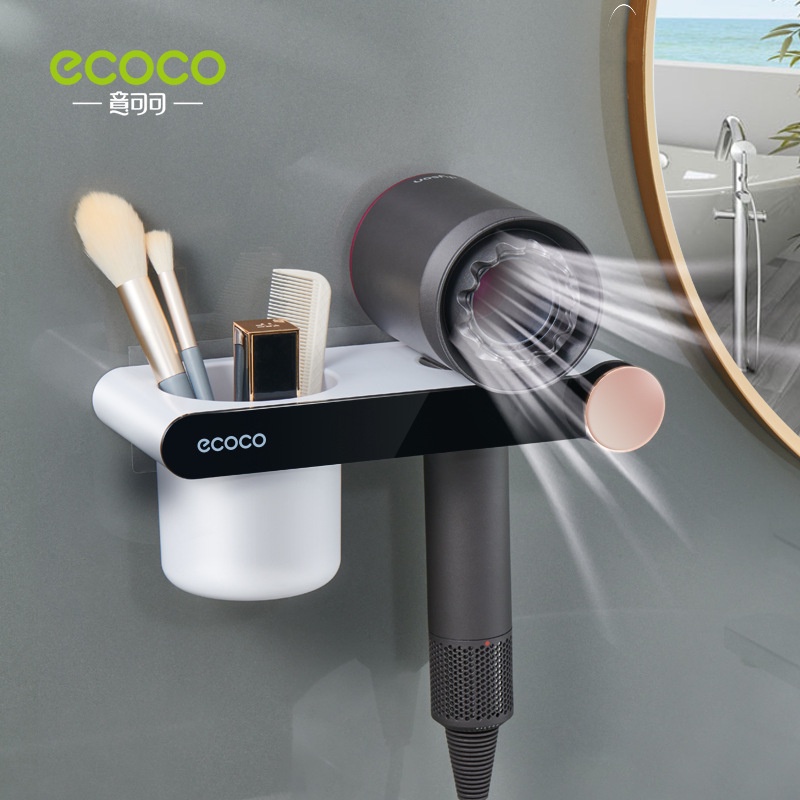SyokSyok ECOCO Hair Dryer Shelf Toilet Bathroom Hanger Bracket Rack Perforation-Free Rak ...