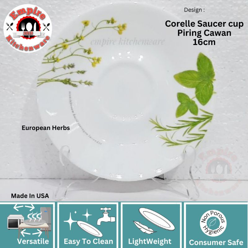 Corelle Saucer cup 16cm/piring cawan ( Country Rose / European Herbs ...