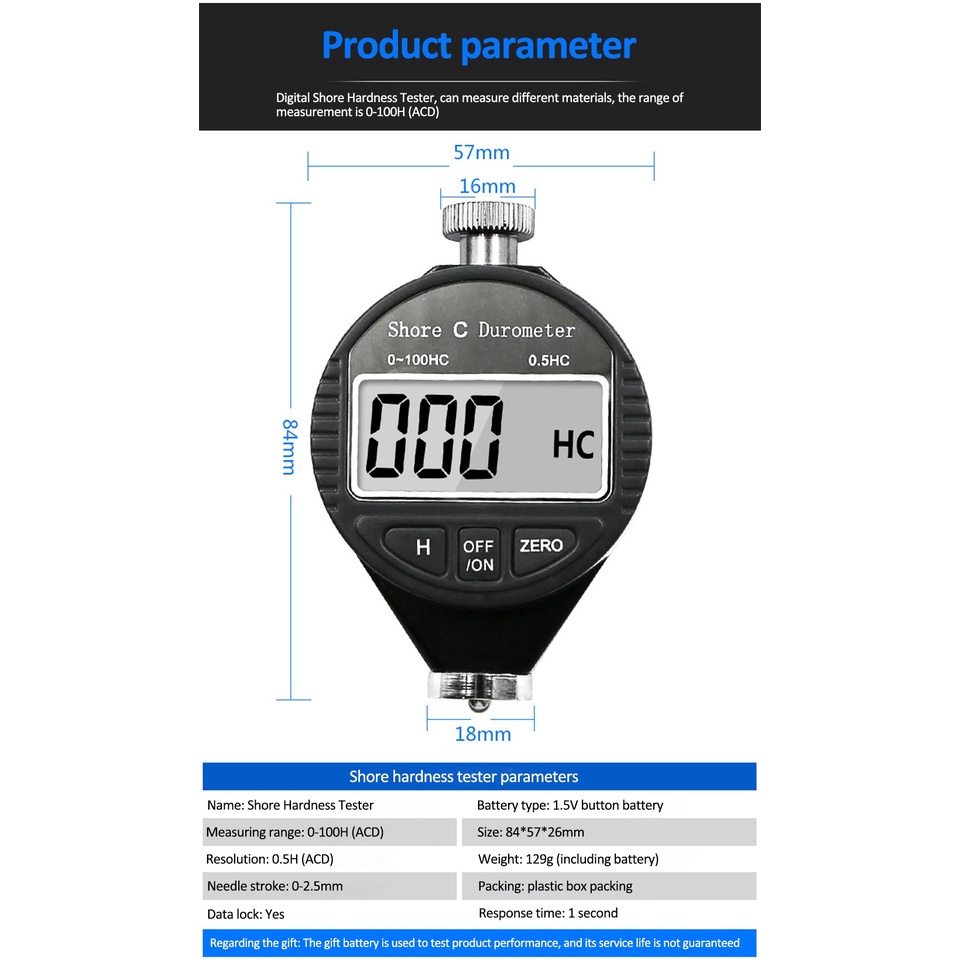Hardness Tester LCD Display Meter Shore 0-100 A/C/D Digital Shore ...