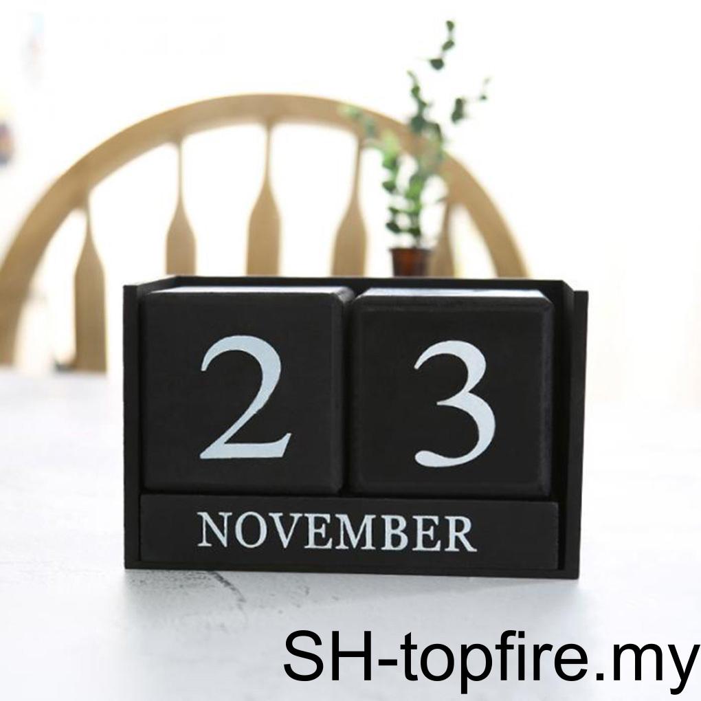 Wooden Shabby Chic Design Perpetual Calendar Rotating Blocks Date Month ...