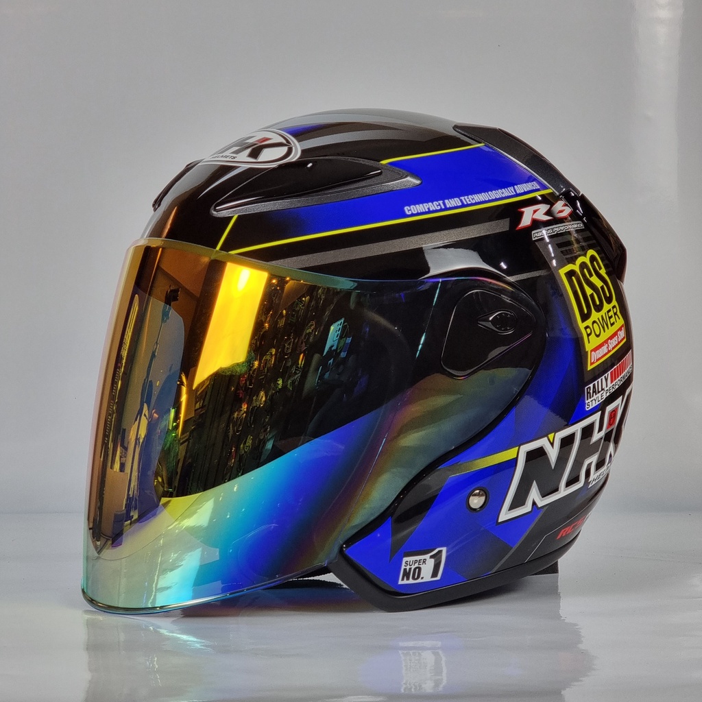 NHK Helmet R6 v2 Rally (Black/Blue Glossy) | Shopee Malaysia
