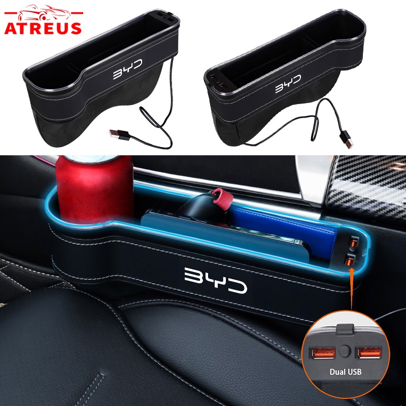 BYD Atto 3 LED Car Seat Slit Storage Box With charging port Seat Side ...
