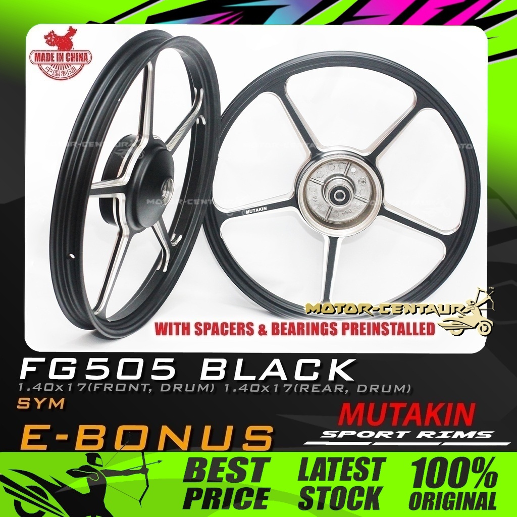 RIM MOTOSIKAL MUTAKIN SPORT RIMS W/BEARINGS CNC FG505 1.40X17 (DRUM,F ...