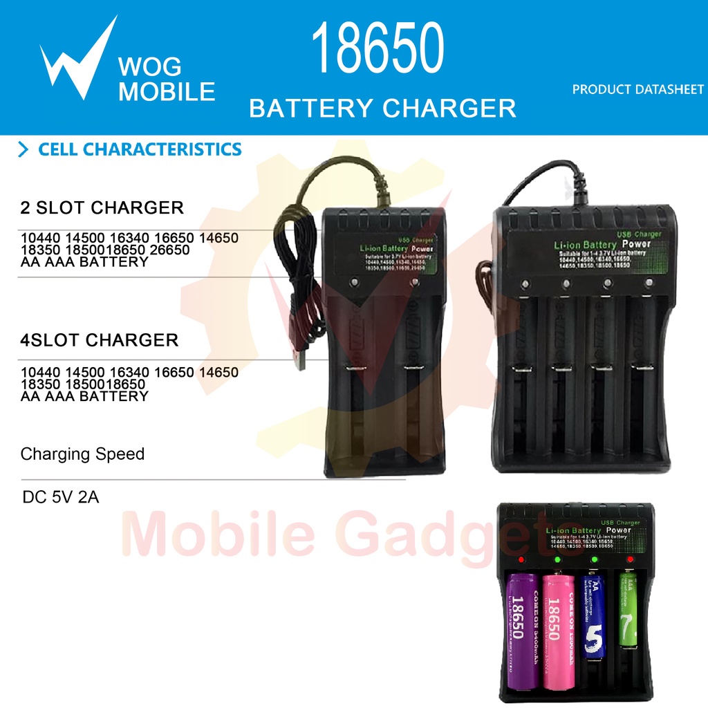 USB 18650 lithium fast charger 2 4 slots li-ion Rechargeable 3.7V 4.2V ...