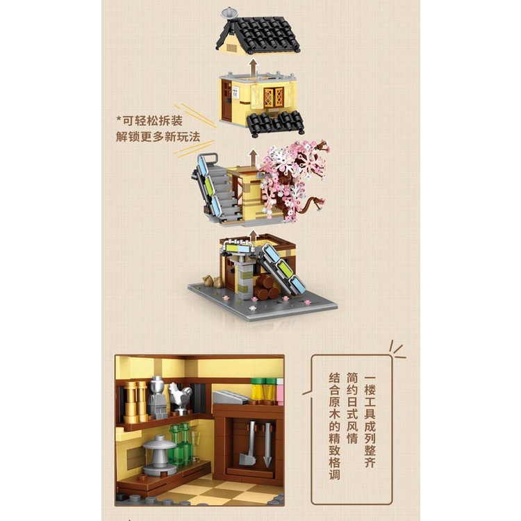 LOZ IDEAS Mini Block 1234 / 1235 / 1236 Japanese Street Commercial Street Shop Building Block ...