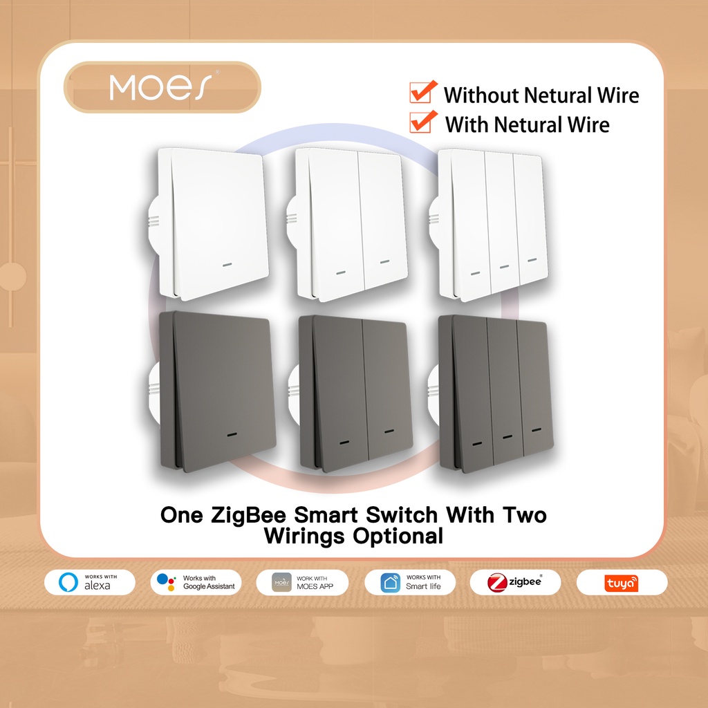 MOES Smart Switch Tuya ZigBee No Neutral Wire No Capacitor Needed Smart ...