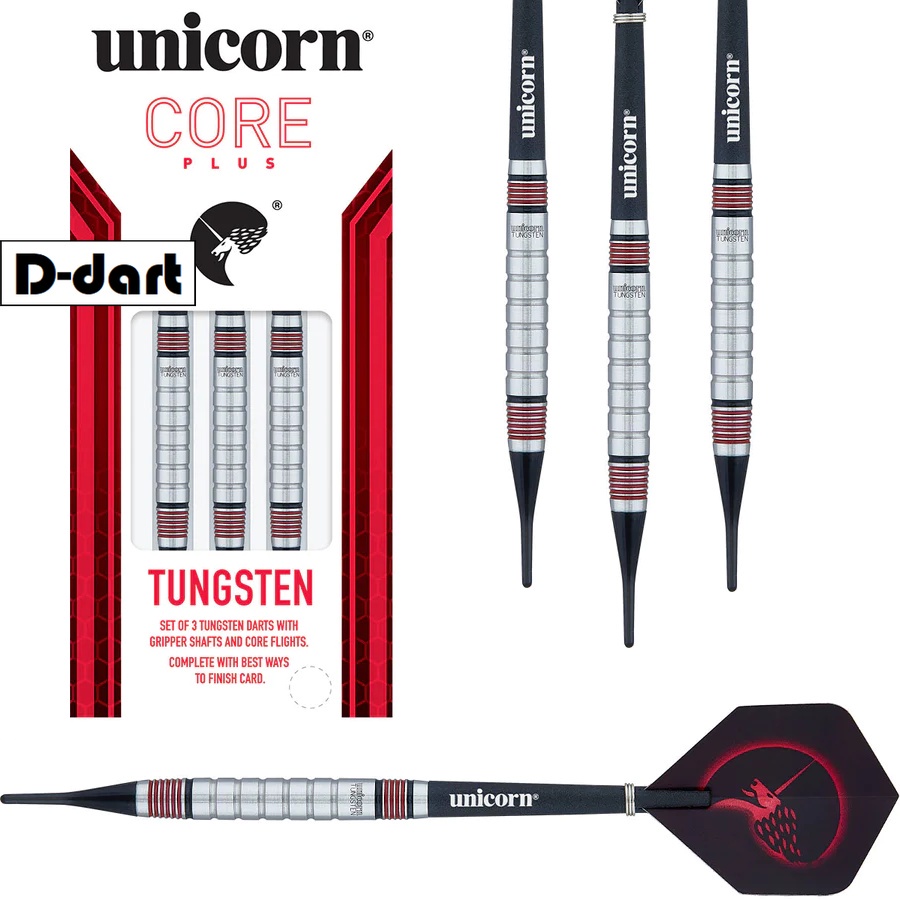 UNICORN Soft Tip Darts - 18G/20G CORE PLUS WIN TUNGSTEN SOFT DART TYPE ...