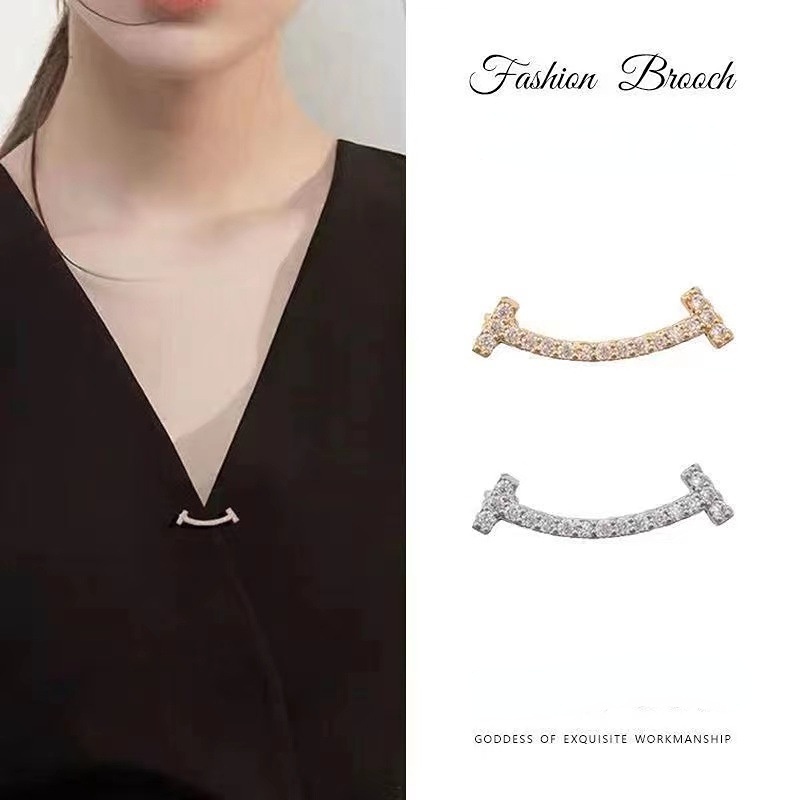 Fashion Smiley Face Fixed Anti-slip Pins Diamond Luxury Lapel Brooches ...