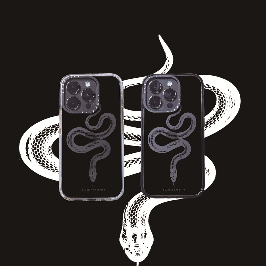 CASECASE X BLVCK SNAKE Black White Edge Clear Casing Apple IPhone 11 12 ...