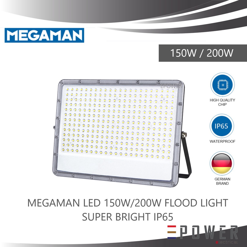 MEGAMAN LED 150W/200W FLOOD LIGHT SUPER BRIGHT IP65 | Shopee Malaysia