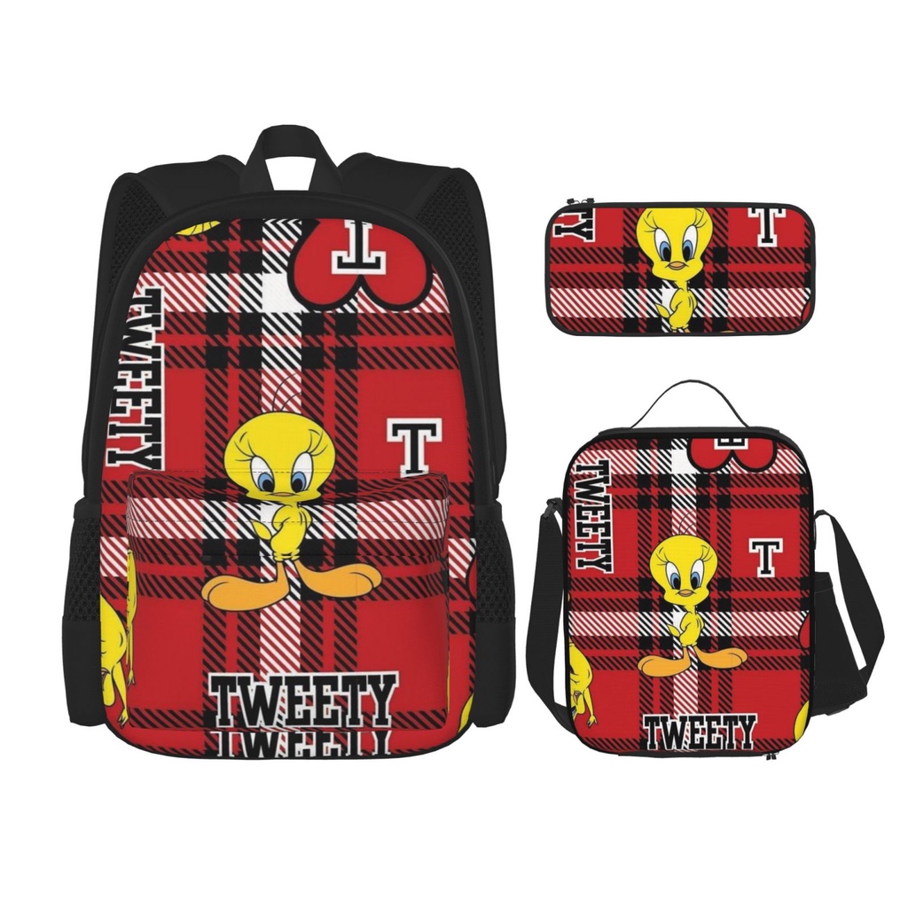 Disneys Tweety Bird Backpack Student Cartoon Canvas School Bag Pencil ...