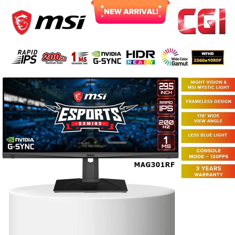 MSI G-Sync 200Hz 1ms IPS Gaming Monitor (29.5" FHD) MAG301RF | Shopee ...