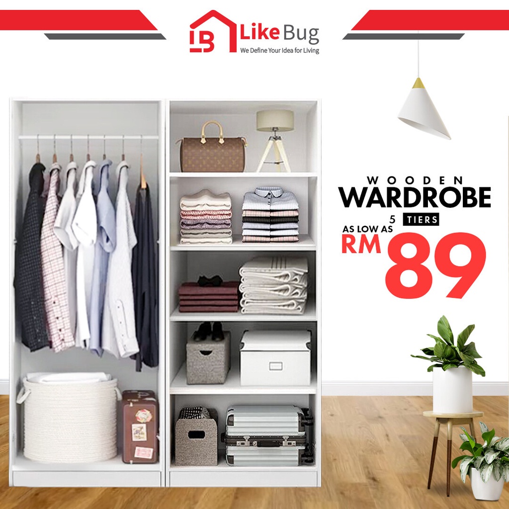 ⚡️LIKE BUG⚡️Classic 2 Door Wardrobe Cupboard Storage Cabinet Almari ...
