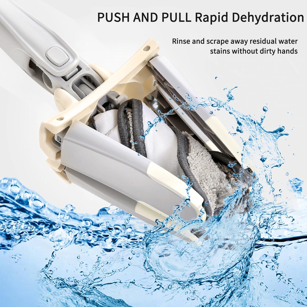 X Shape Hand Free Lazy Mop Hand Free Self-Twisting Flat Mop with ...