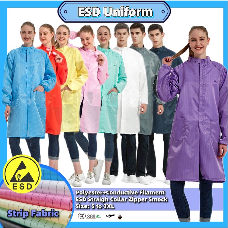ESD 5mm Stripe Line Straight Collar Smock Only Anti-static Dust-proof ...