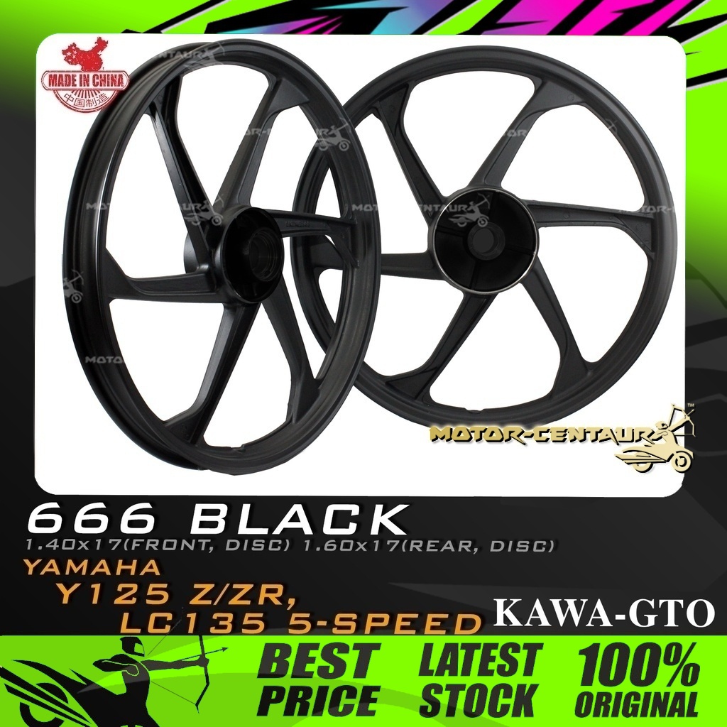 RIM MOTOSIKAL KAWA-GTO SPORT RIMS 666 1.40X17(DISC,F) 1.60X17(DISC,R ...