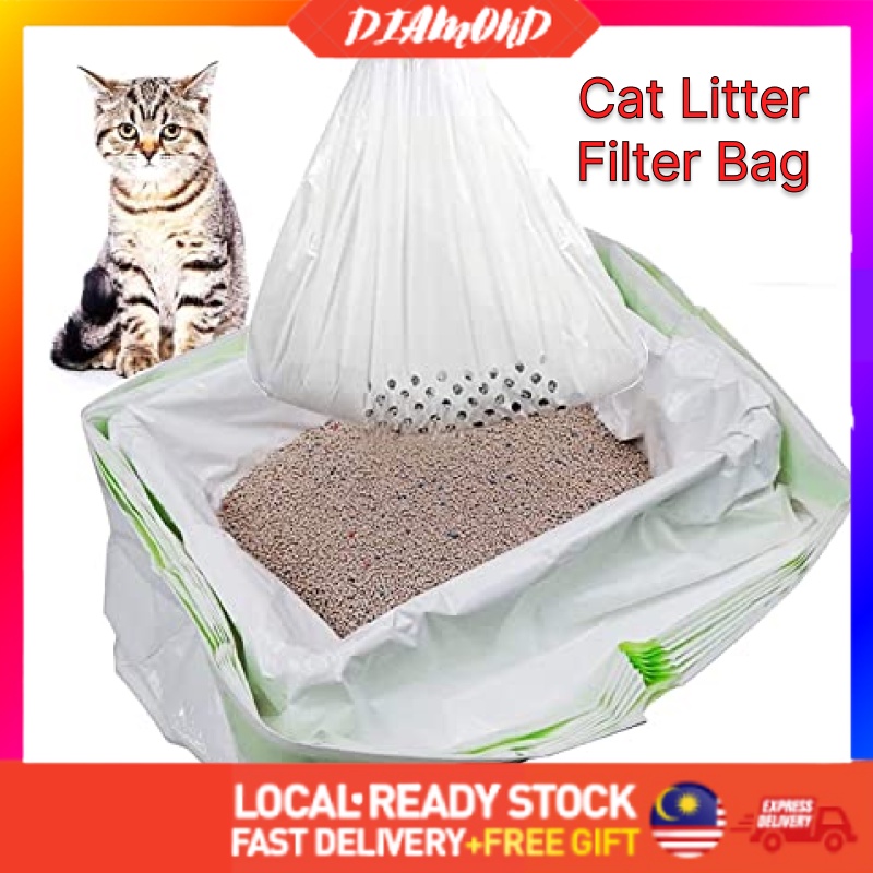 DIAMOND Cat Litter Filter Bag Cat Plastic Portable Hygienic Drawstring ...