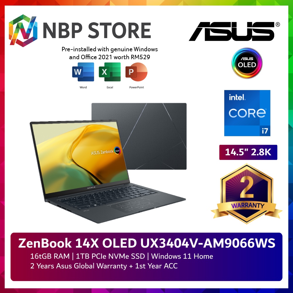 Asus ZenBook 14X OLED UX3404V-AM9066WS 14.5'' 2.8K Laptop ( I7-13700H ...
