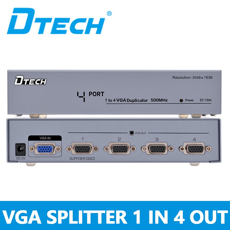 DTECH vga Splitter 1 In 4 Out 1 In 8 1 In 2 Hd Split Screen 500MHZ 60m ...