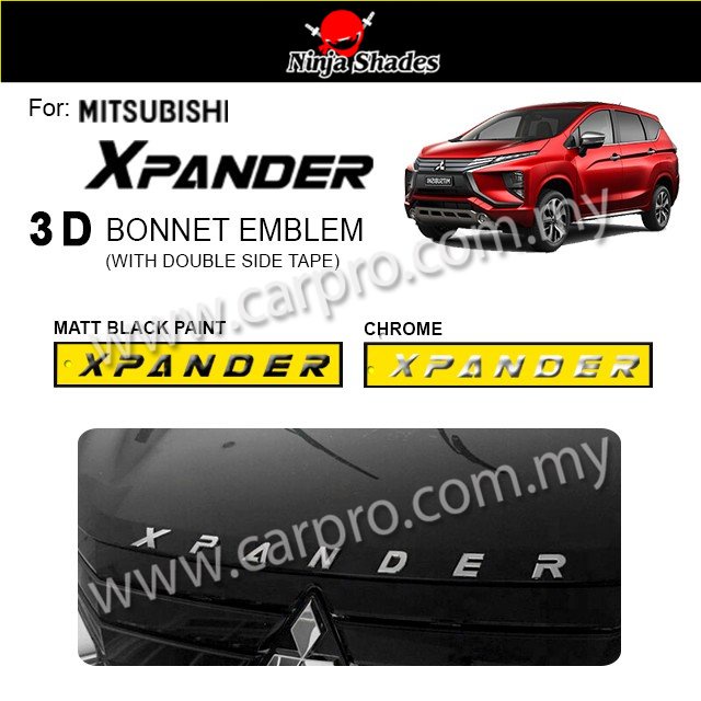 Mitsubishi Xpander 3D Wording Emblem Logo (Chrome / Matte Black) with ...