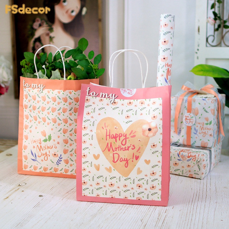 Mother's Day Father's Day Kraft Paper Gift Bags Birthday Festival Party ...