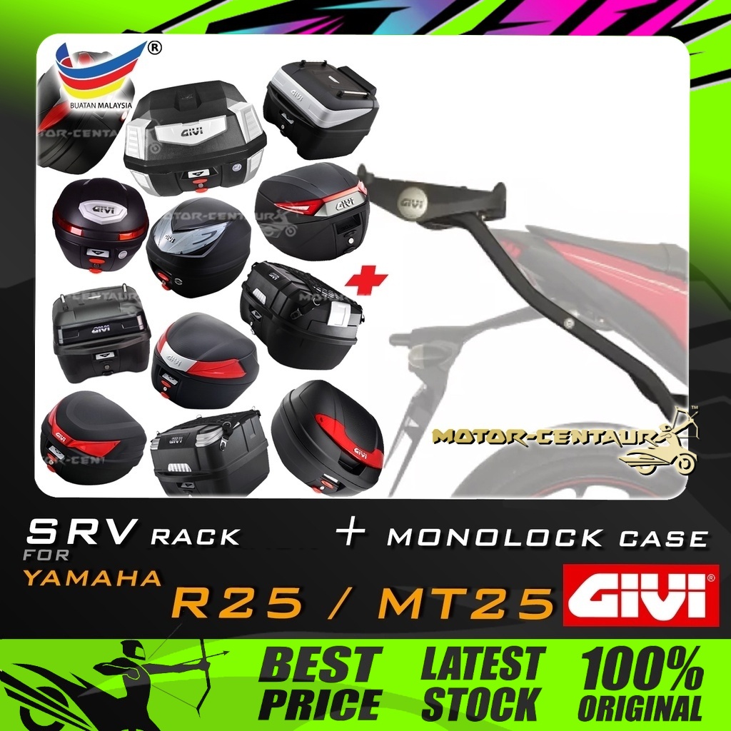 SET KOMBO KOTAK/BOX GIVI B27/B270/B32/B33/B34/B360/B42/B45/E43 TOP CASE + YAMAHA R25 / MT-25 ...