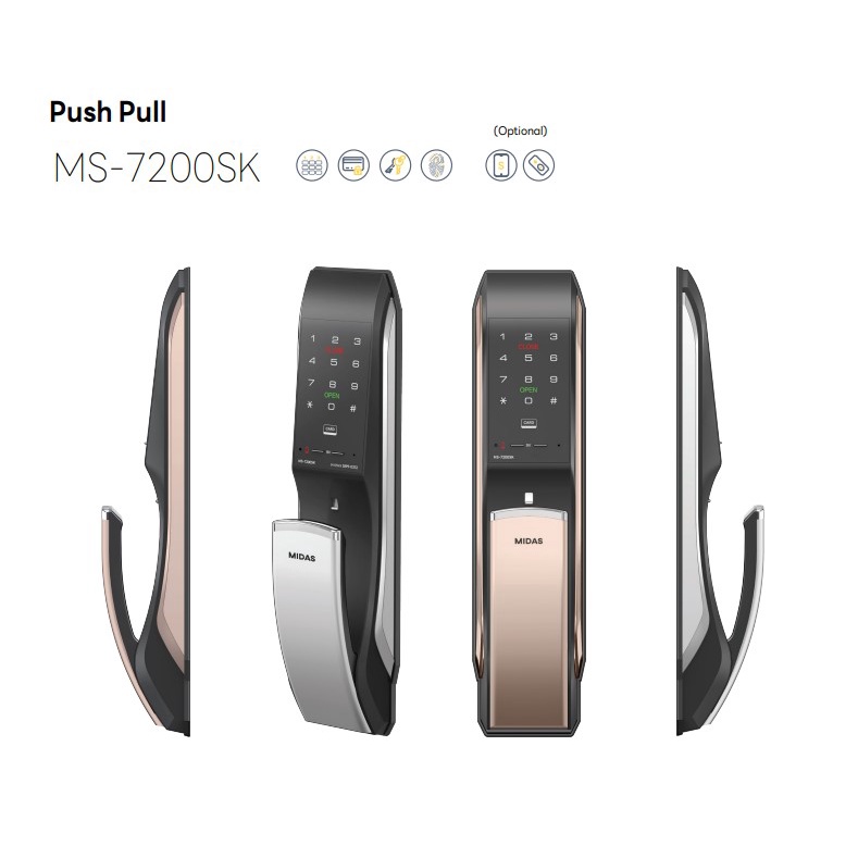 Digital door lock / Main door lock / Push-Pull Handle / SILVER/ 4ways ...
