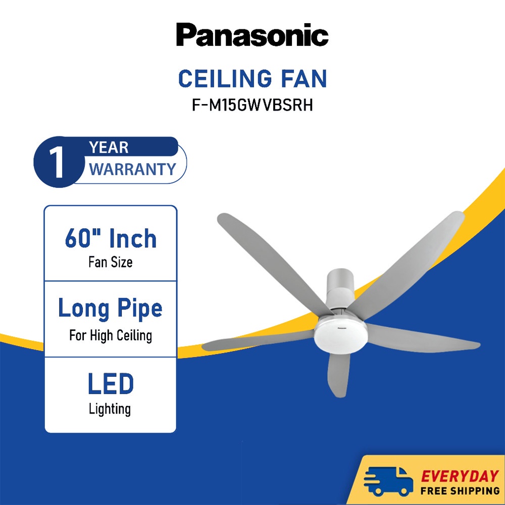 Panasonic Ceiling Fan Led 5 Blades F-M15Gw 60 Inch Long 4 Mode ...