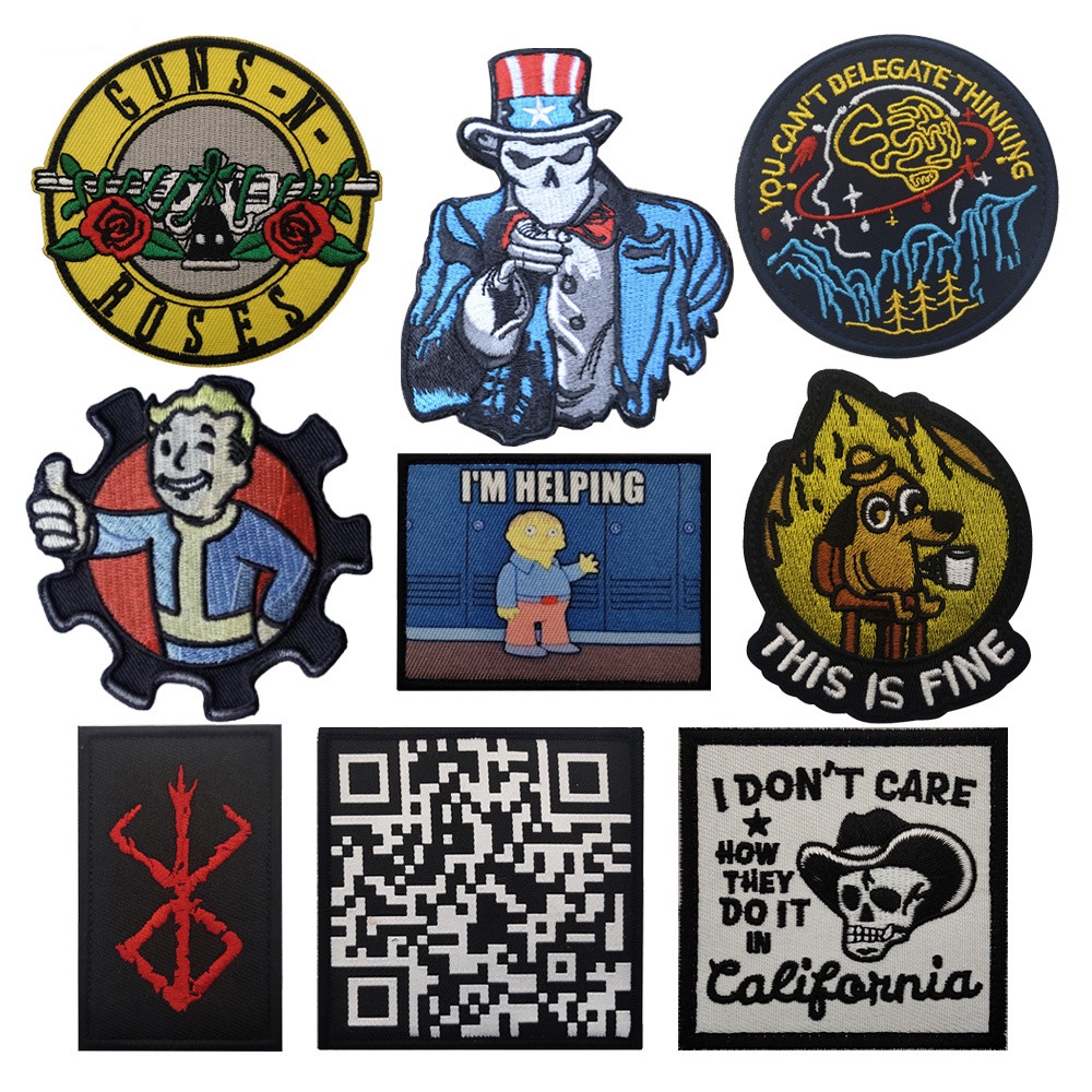 Velcro Patch GUNS ROSES Rose THIS IS FIEN Qr Code Badge 3D Embroidered ...