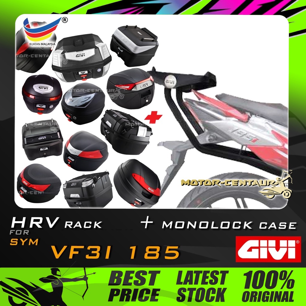 SET KOMBO KOTAK/BOX GIVI B27/B270/B32/B33/B42/B45/E43/E250 TOP CASE + GIVI SYM VF3I 185 HRV ...