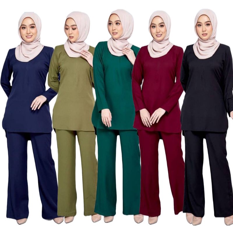 SUIT ZARA MUSLIMAH BASIC BLOUSE DAN SELUAR SET WARDA | Shopee Malaysia