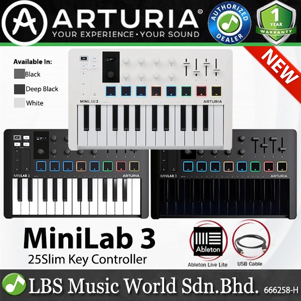 Arturia MiniLab 3 25 Slim Key USB Mini Keyboard Controller (Mini Lab3 ...