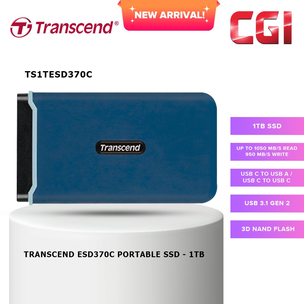 Transcend 1TB ESD370C USB 3.1 Gen 2 Type-C Portable SSD - TS1TESD370C ...
