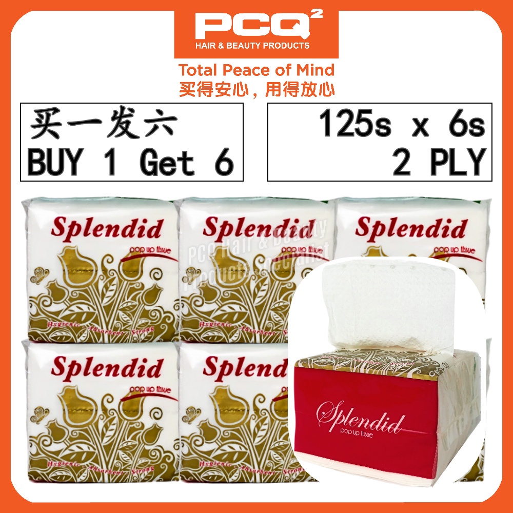 Splendid Tissue Paper / Soft Facial Tissue (6 pkts x 125 sheets x 2 ply ...