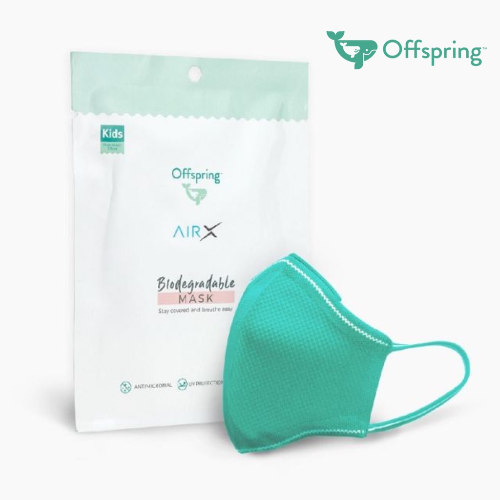 Offspring Air X Biodegradable Mask for KIDS (Emerald Green) | Shopee ...