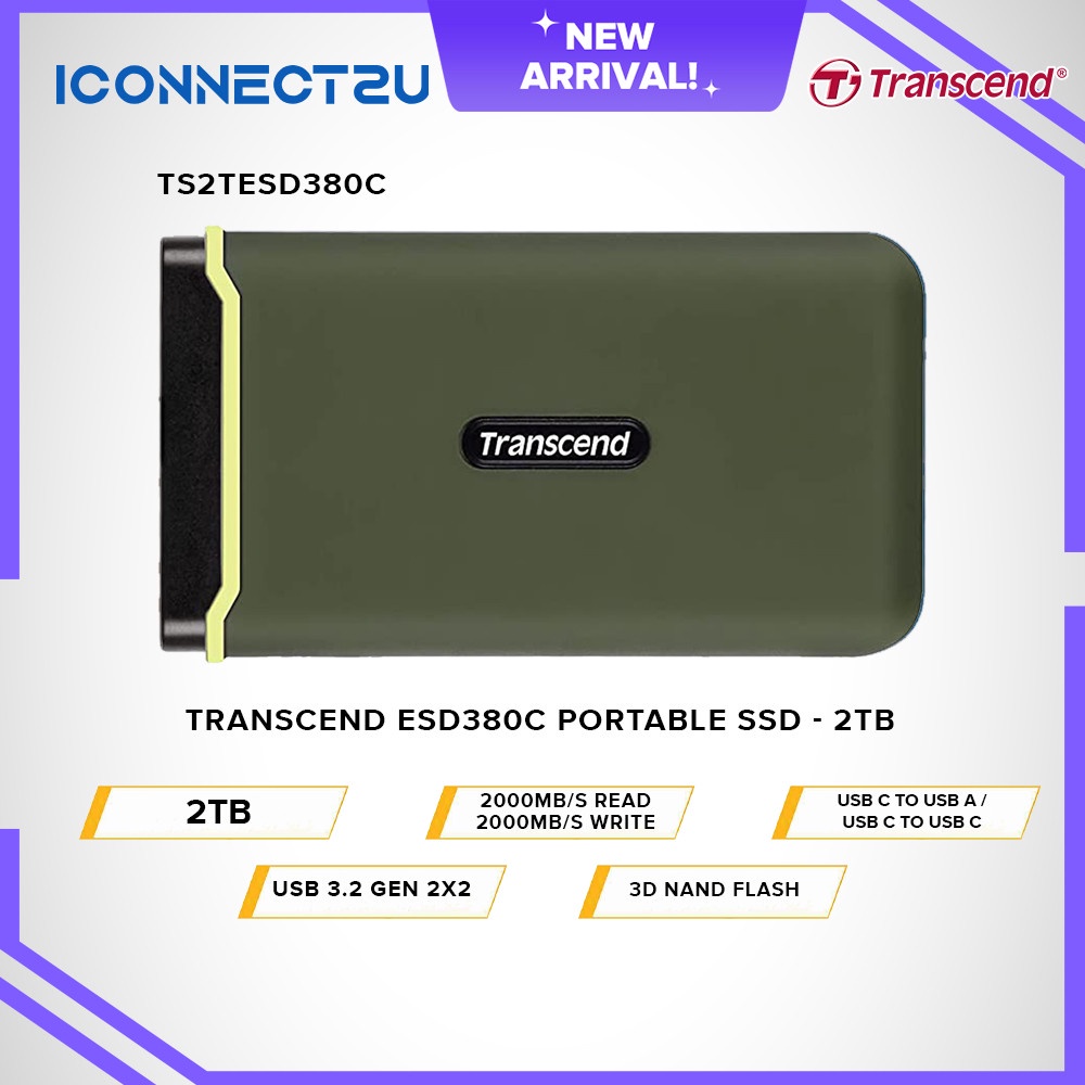 Transcend 2TB ESD380C USB 3.2 Gen 2x2 Type-C Portable SSD - TS2TESD380C ...