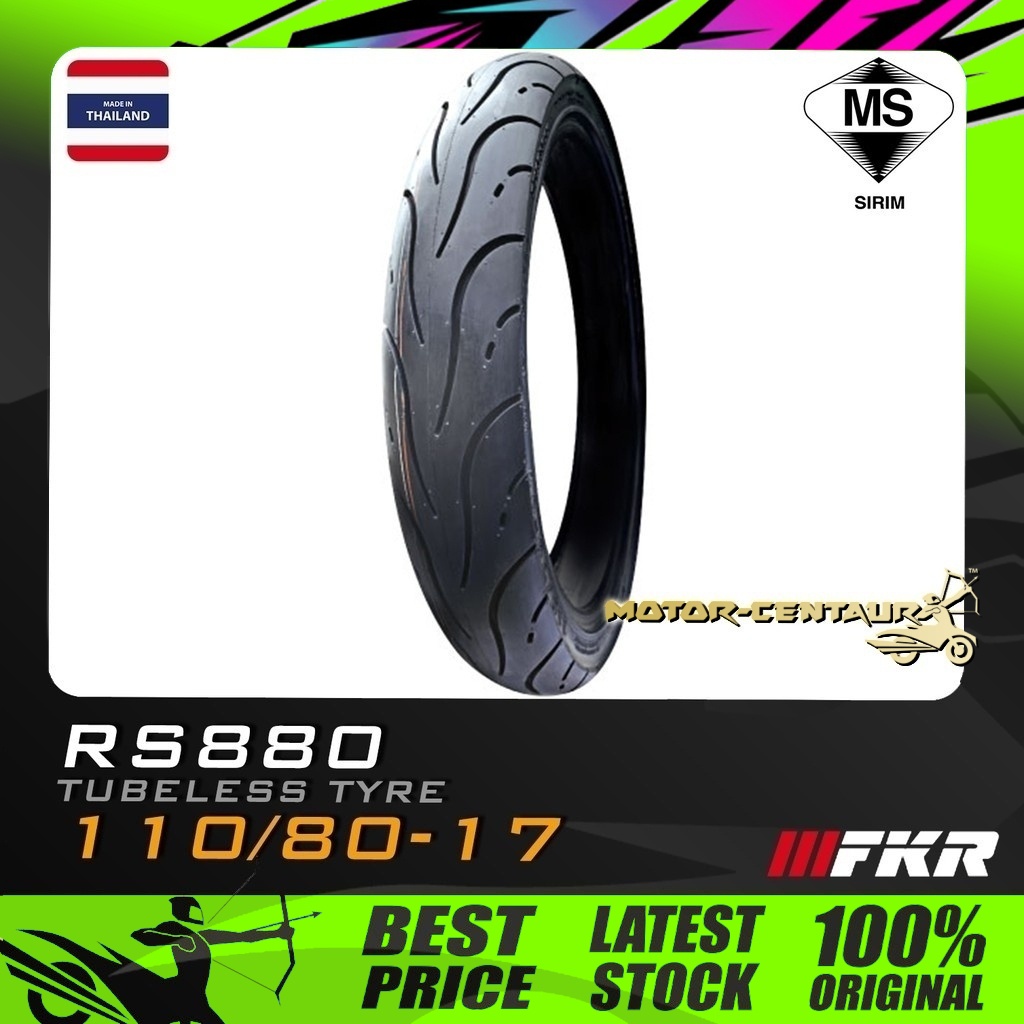 TAYAR FKR TUBELESS TYRE RS880 GALLANT 110/80-17 | Shopee Malaysia