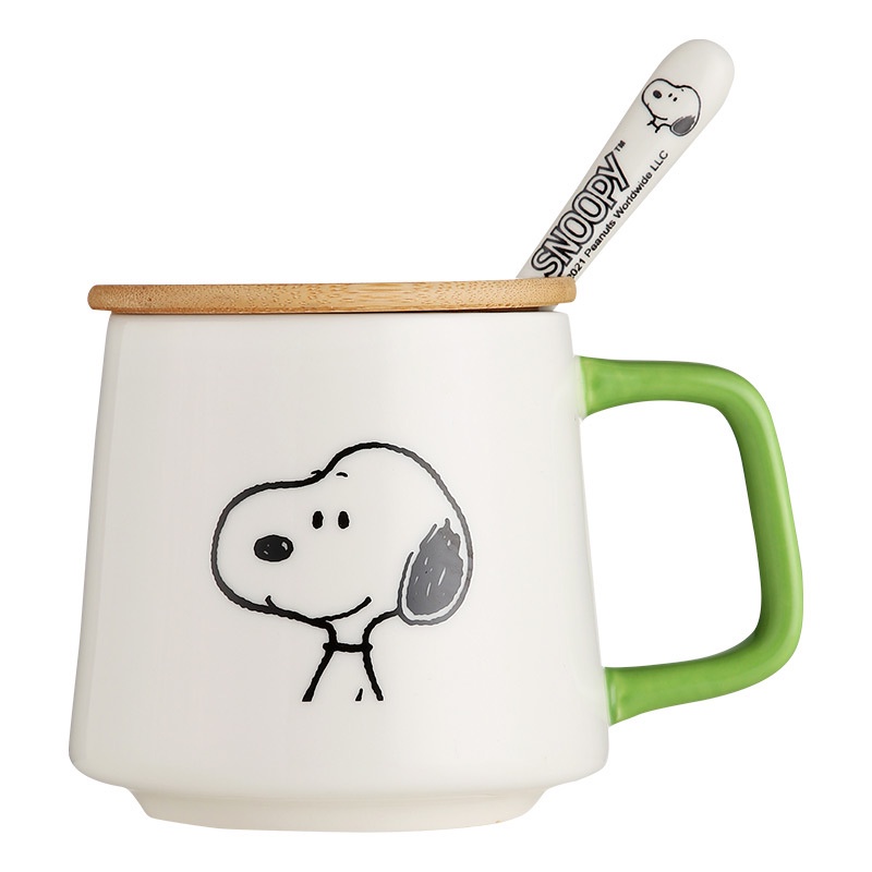 Snoopy Ceramic Cup with Lid Spoon Mug Female Creative ins Style Water ...