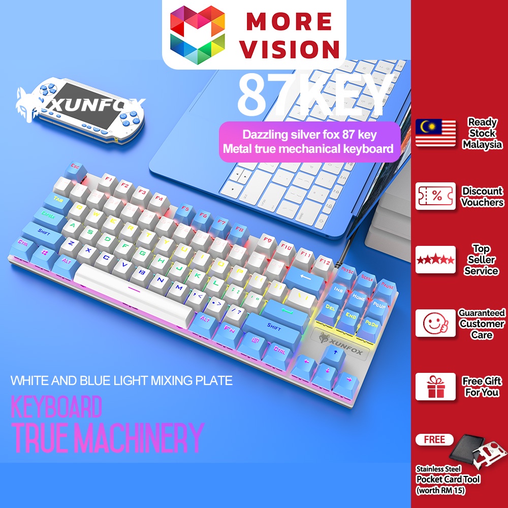 XUNFOX K80 K10 Gaming Mechanical Keyboard USB Luminous RGB Light Color ...