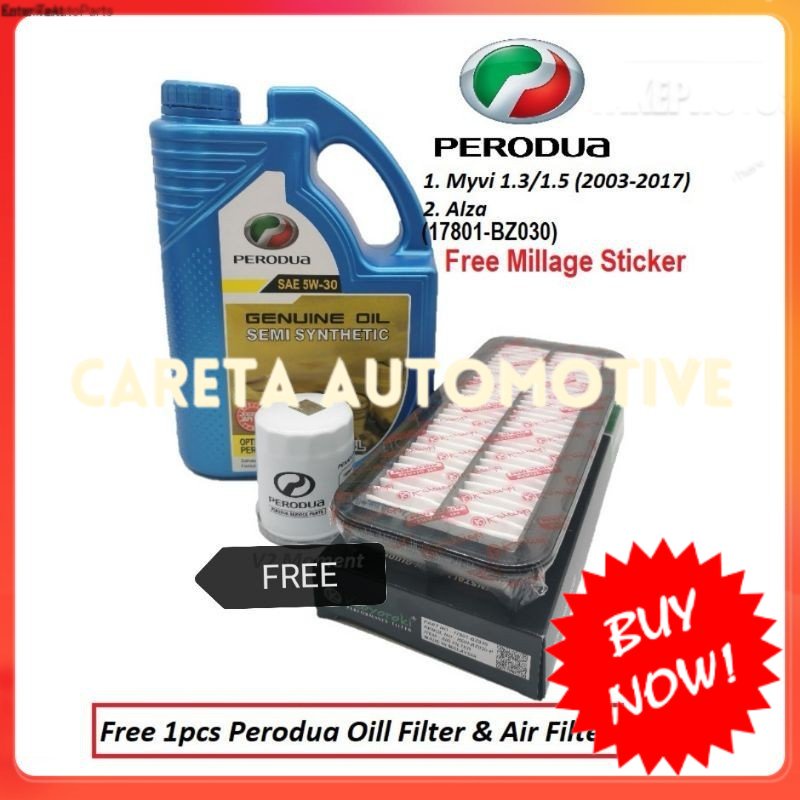 Perodua Semi Synthetic Engine Oil SAE 5W-30 4L+Perodua Oil Filter + Air ...