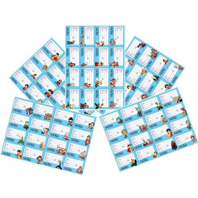 16 chibi one piece anime notebook labels with peel-and-stick decals ...