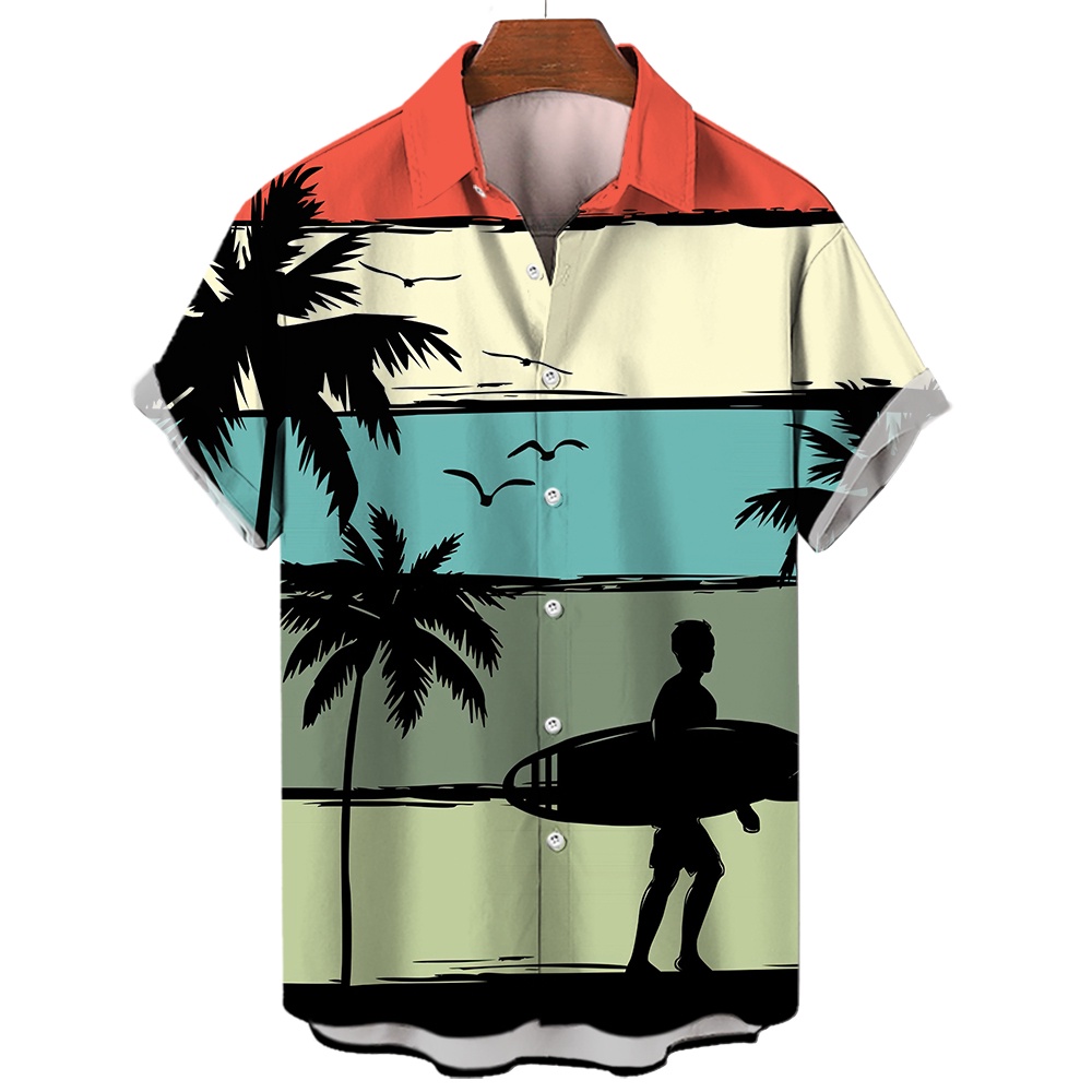 Bernafas 2023 Hawaiian Surfing Shirt lelaki baru lelaki lengan pendek ...