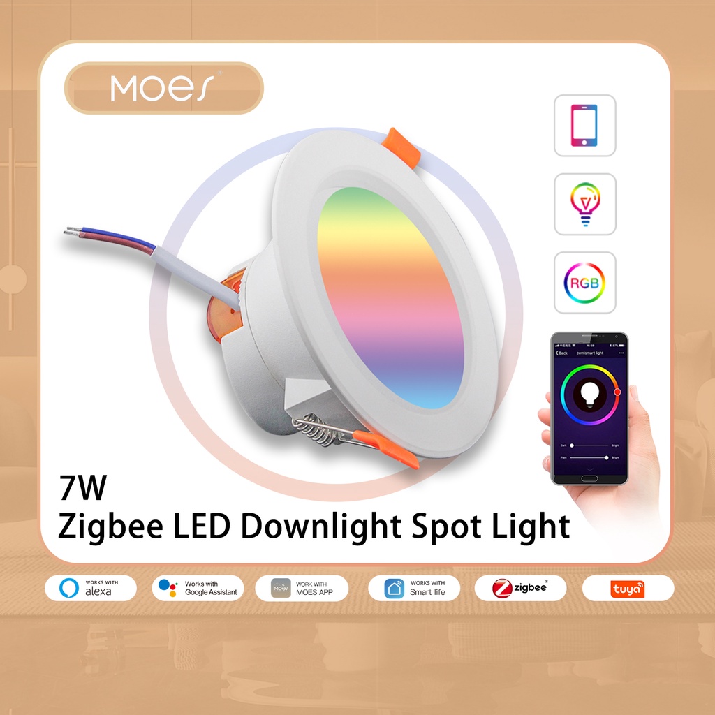 Smart Downlight LED MOES ZigBee RGB W + C 5W / 7W / 10W / 15W operating with Alexa Google Home ...