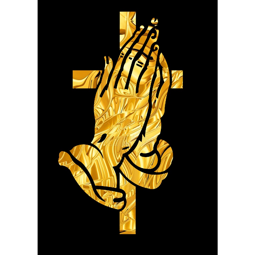 Praying Hand With Cross Religious Christian Sticker Decal For