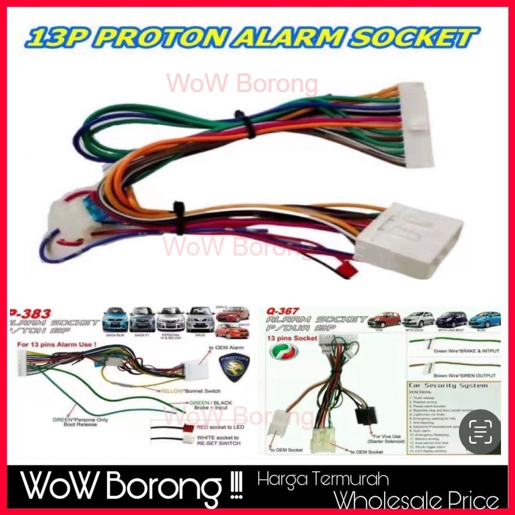 OEM "PLUG N PLAY 13pin Car Alarm Socket CABLE "PROTON/PERODUA OEM ...