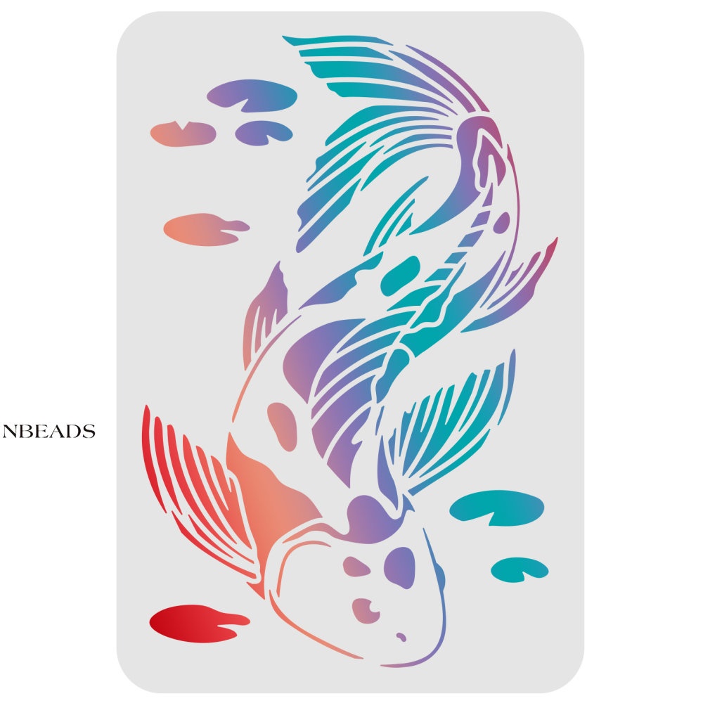 1pc Koi Stencils 29.7x21cm Plastic Fish Drawing Painting Stencils Koi ...