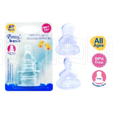 Pureen Orthodontic Nipple Puting Botol Susu Slim Neck -V cut Orthodontic standard puting ...