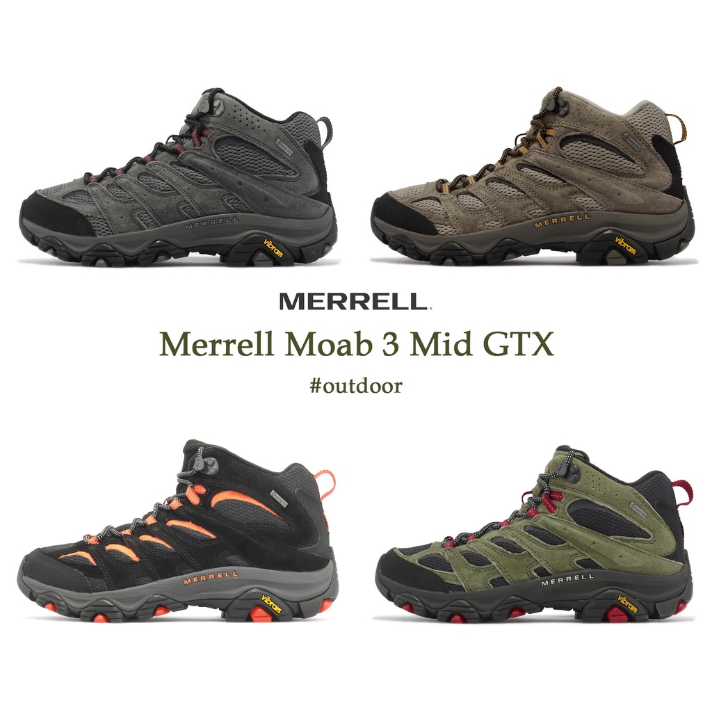 Merrell Moab 3 Mid GTX Waterproof Hiking Shoes Outdoor Gold Outsole ...