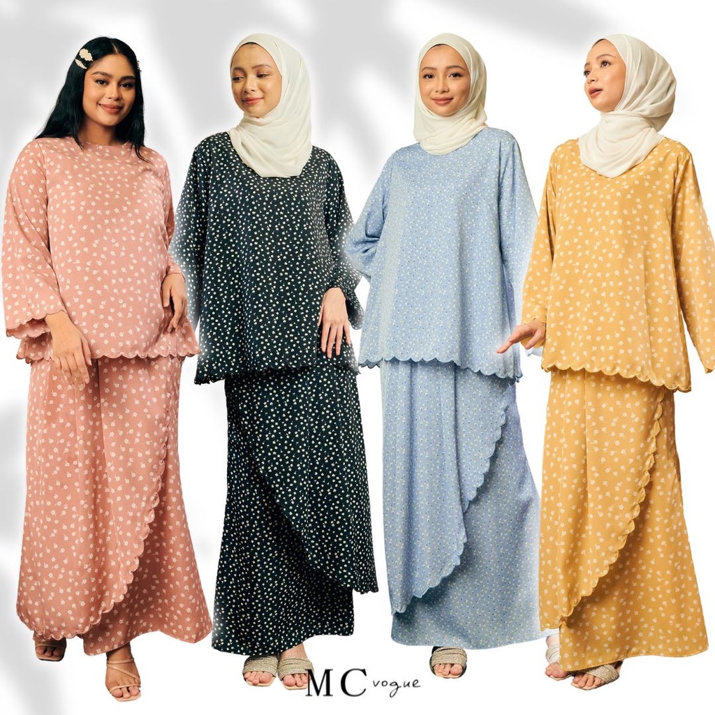 MC Vogue Dahlea Floral Printed Baju Kurung Sulam Scallop Raya 2023 ...