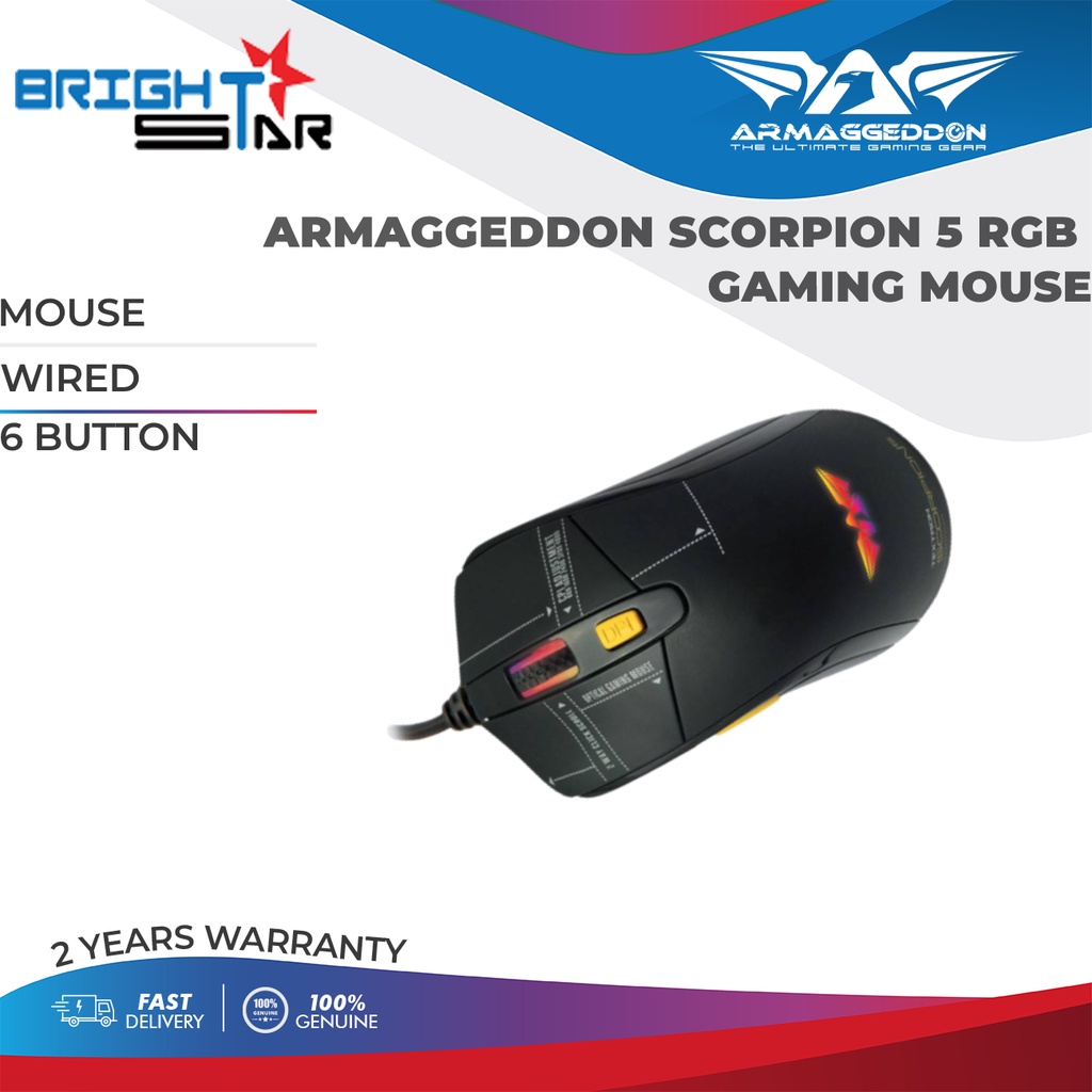 MOUSE / ARMAGGEDDON SCORPION 5 RGB GAMING MOUSE / WIRED / 6 BUTTON / 2 ...